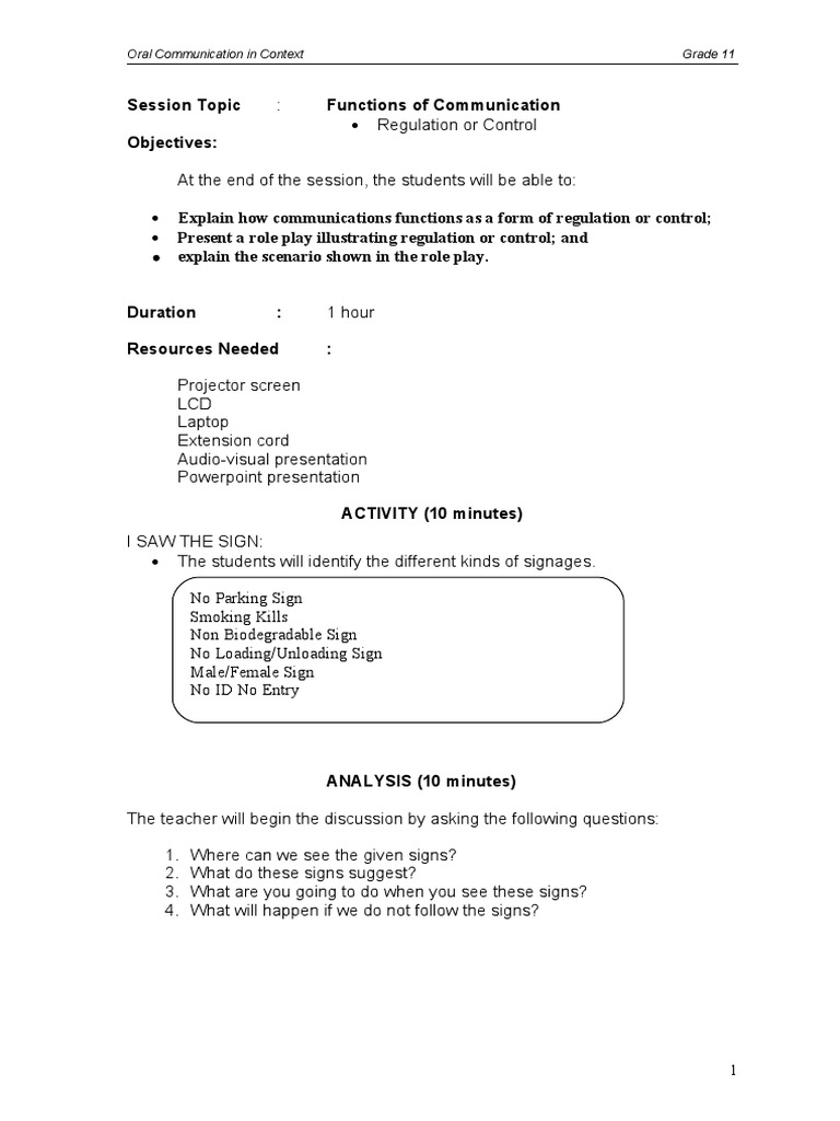 FUNCTIONS OF COMMUNICATION-Regulation or Control | PDF | Communication ...