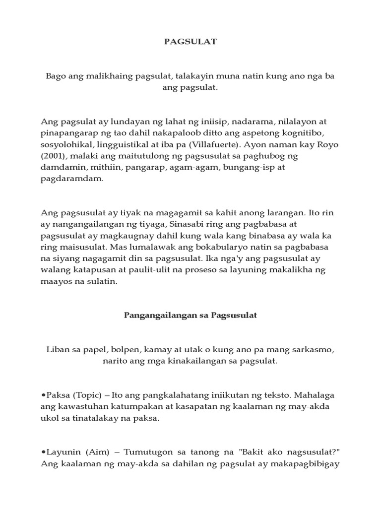 PAGSULAT | PDF