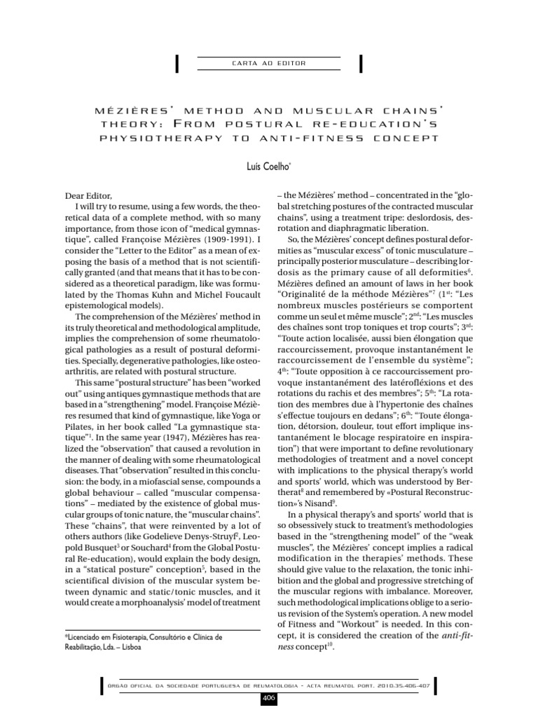 Mézières' Method and Muscular Chains' Theory | PDF