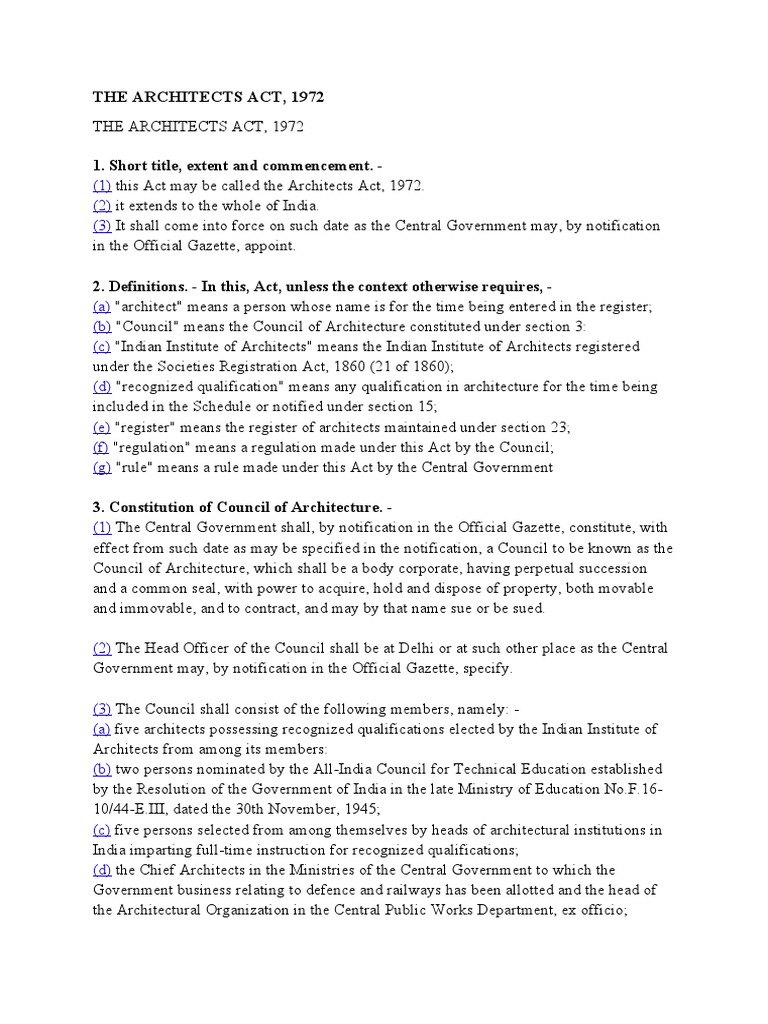 The Architects Act | PDF | Committee | Diploma