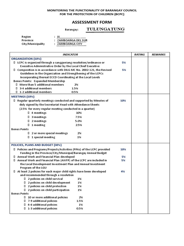 BCPC Functionality Assessment Guide | PDF | Government