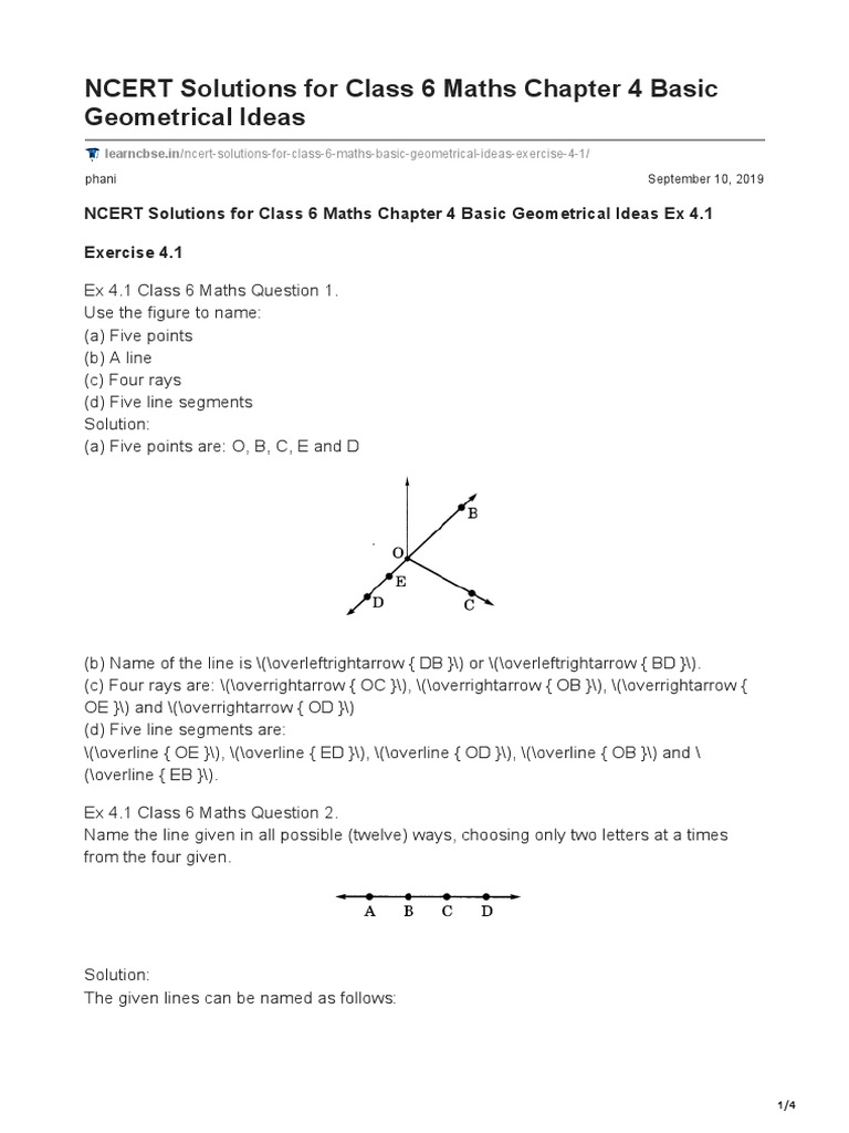 Class 6 Maths Chapter 4 Basic Geometrical Ideas | PDF | Mathematics ...