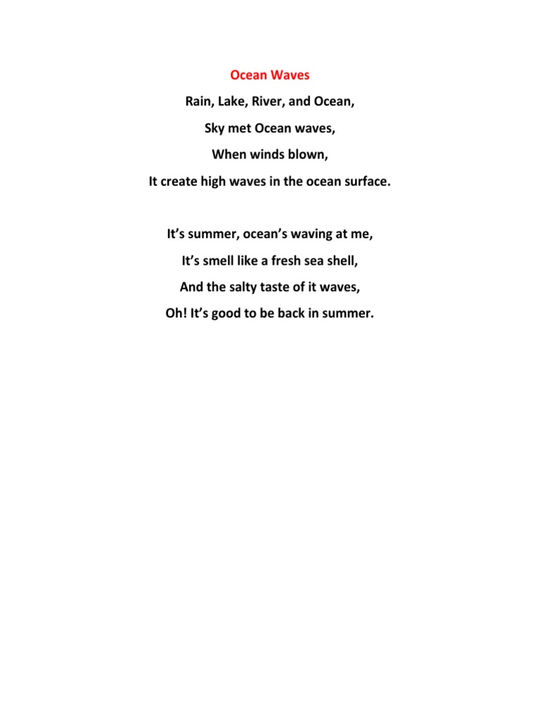 Summer Ocean Waves Poem | PDF