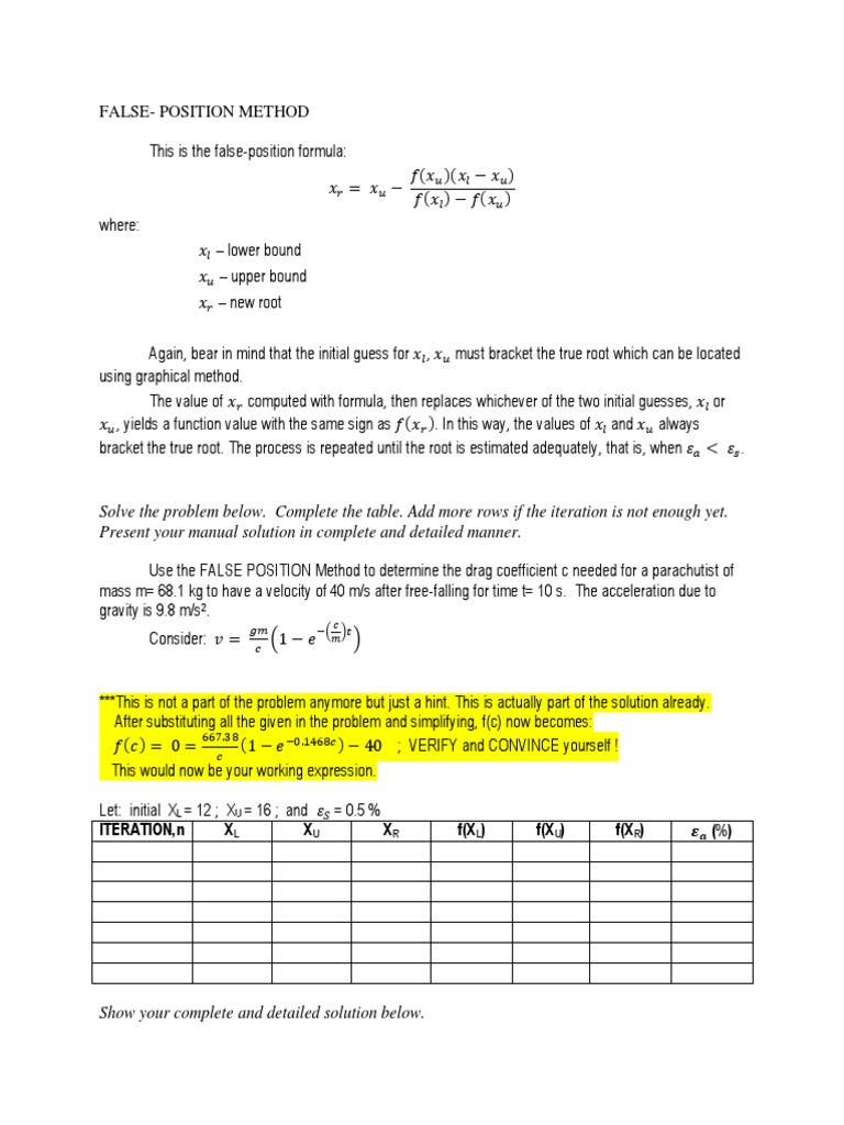 False Position Method | PDF