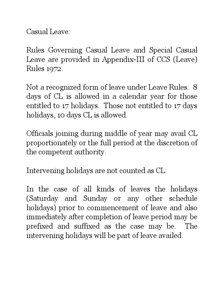 Casual SPL Casual Leave | PDF | Finance & Money Management | Social Science