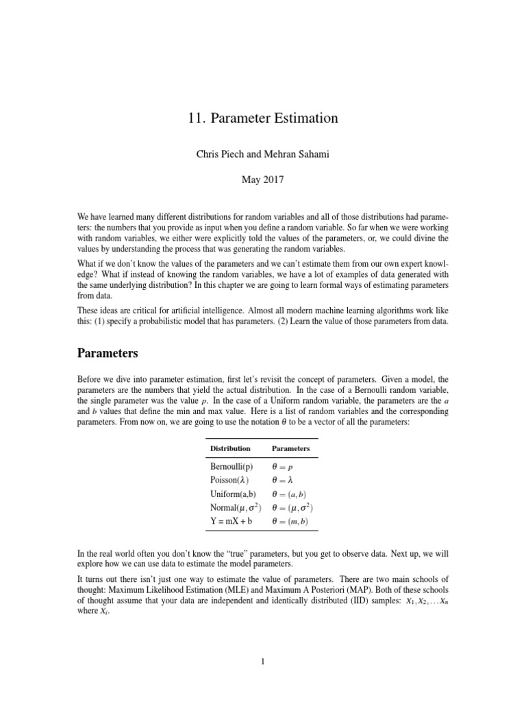 11 Parameter Estimation | PDF | Probability Distribution | Teaching ...