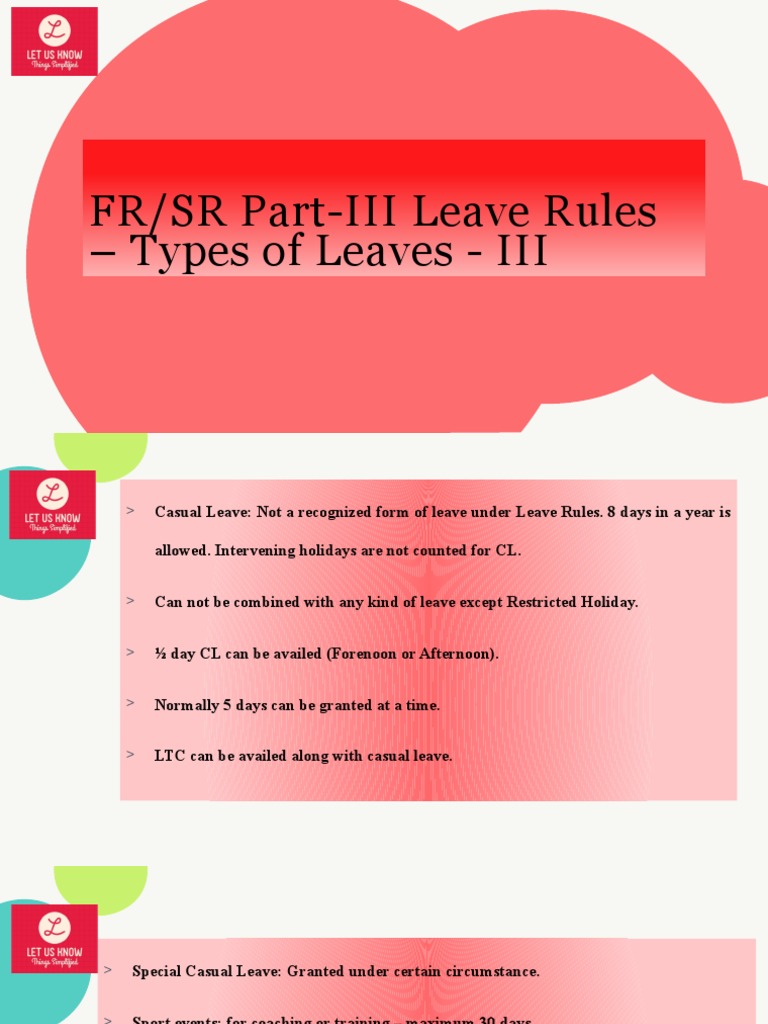 Leave Rules - Types of Leave-III-in Tamil | PDF