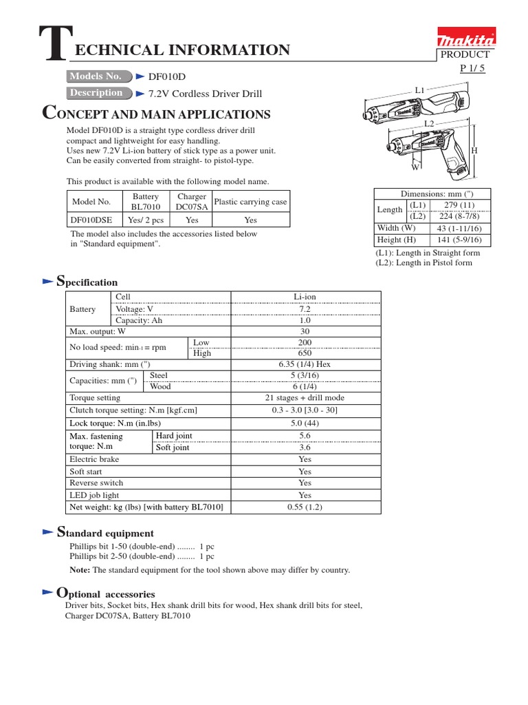 DF010D Te | Download Free PDF | Drill | Electric Motor