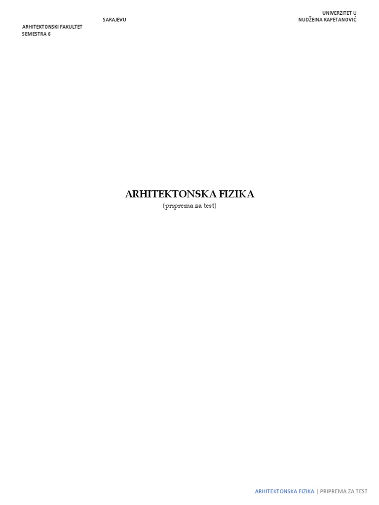 Arhitektonska Fizika | PDF