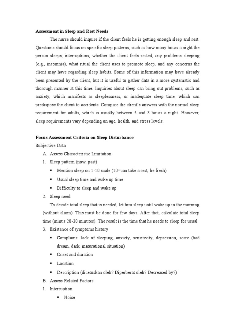 Sleep Assessment and Disturbance Evaluation | PDF | Sleep | Nervous System