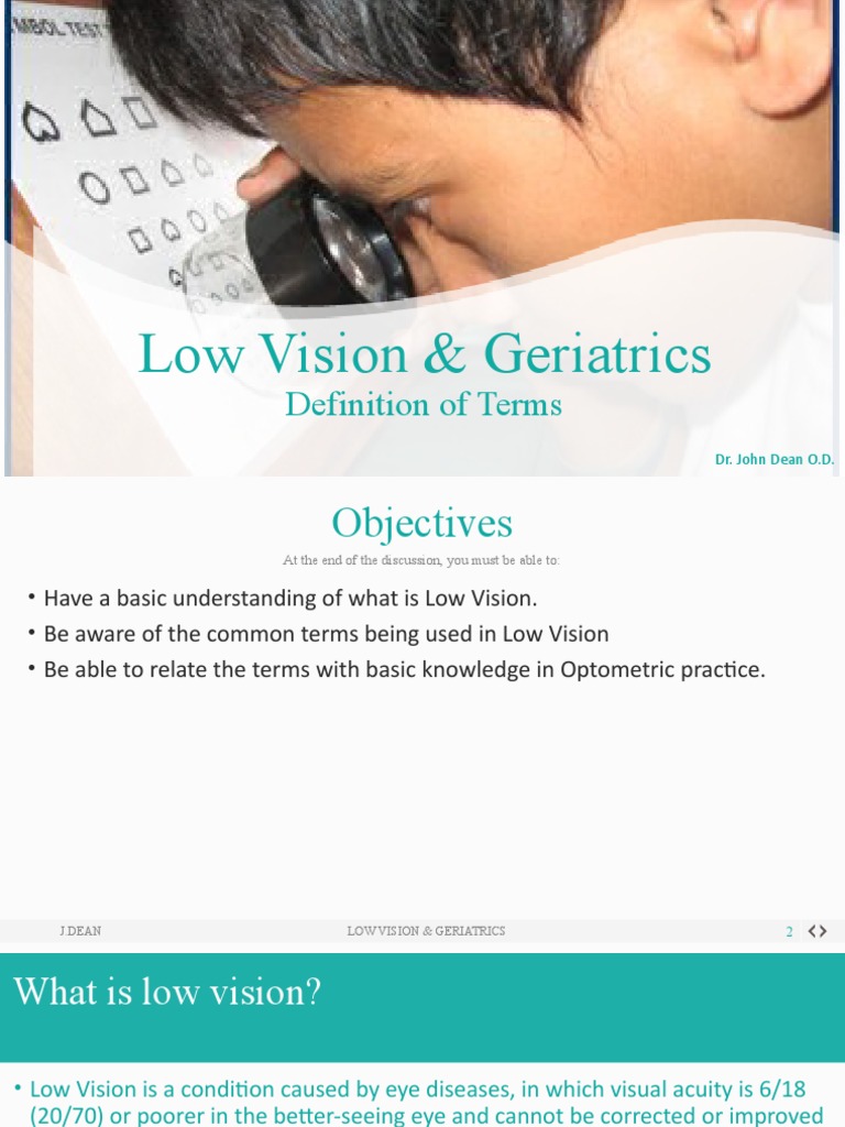 Understanding Low Vision in Geriatrics | PDF | Visual Impairment ...