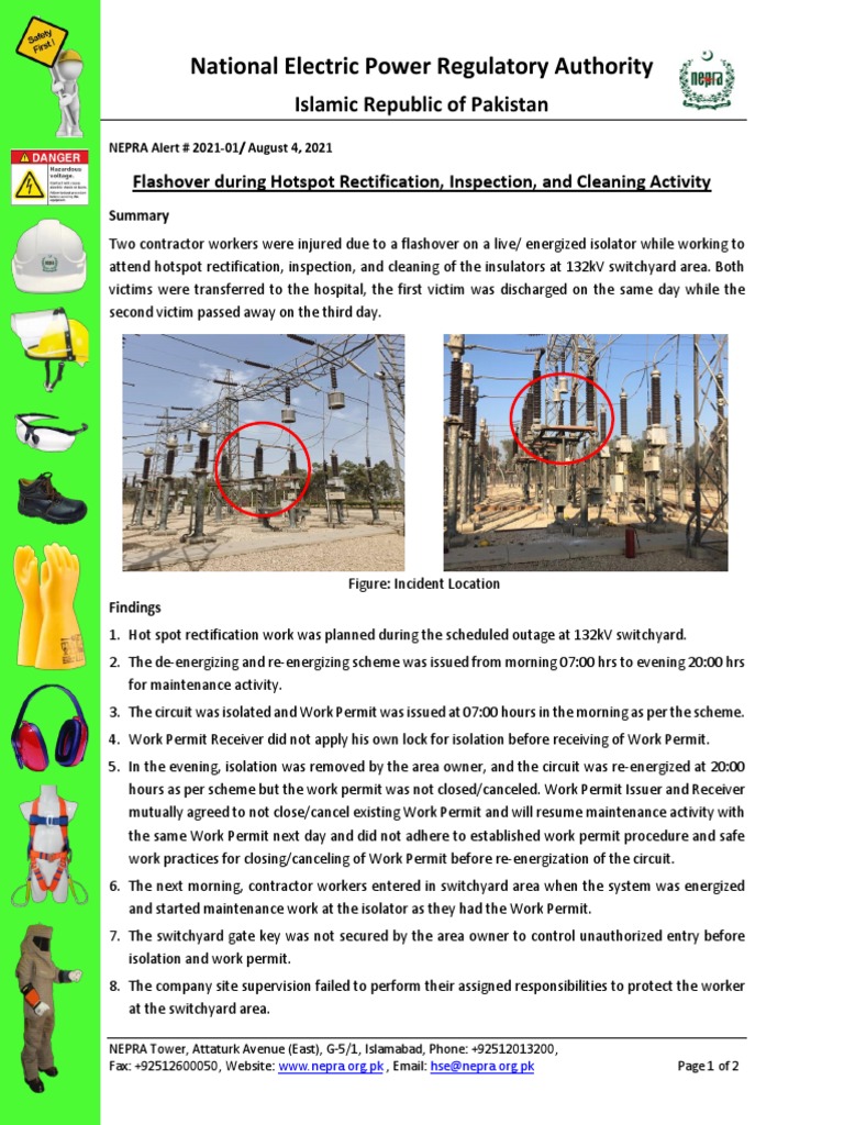 NEPRA Alert-132kV Switchyard Flashover Incident 2021 PDF | PDF ...