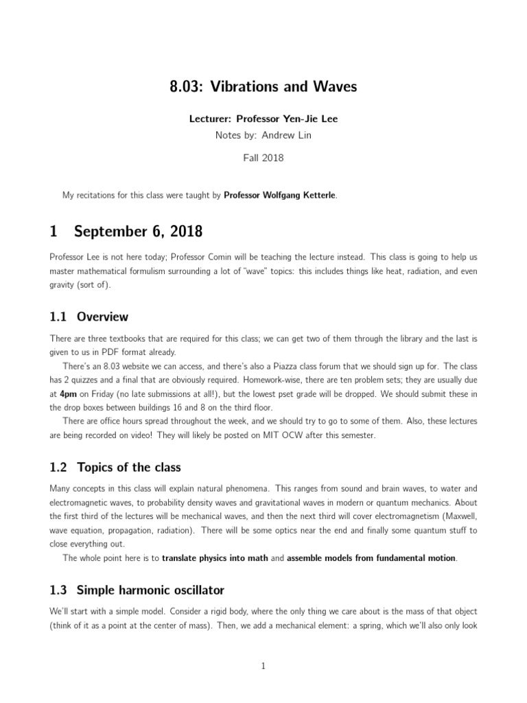 Vibrations and Waves Lecture Notes | PDF | Damping | Waves