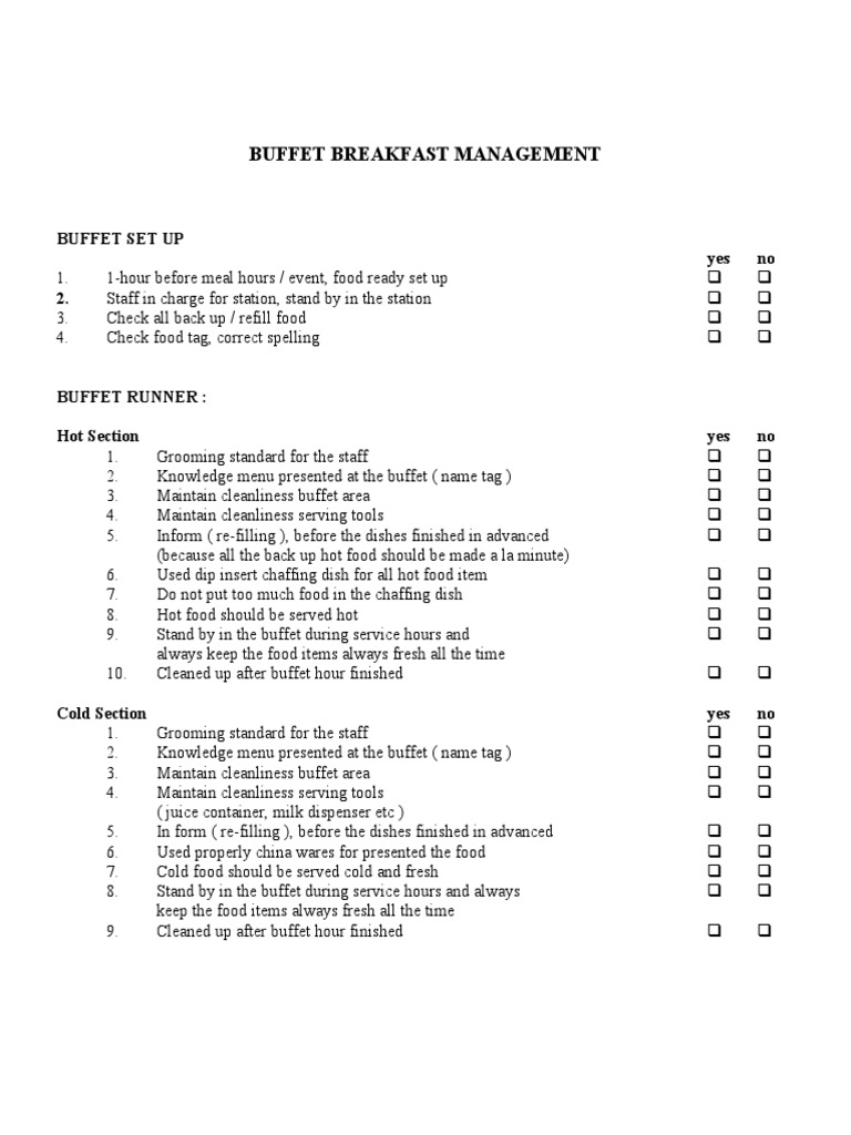 Breakfast Buffet Management Guide | PDF | Buffet | Foods