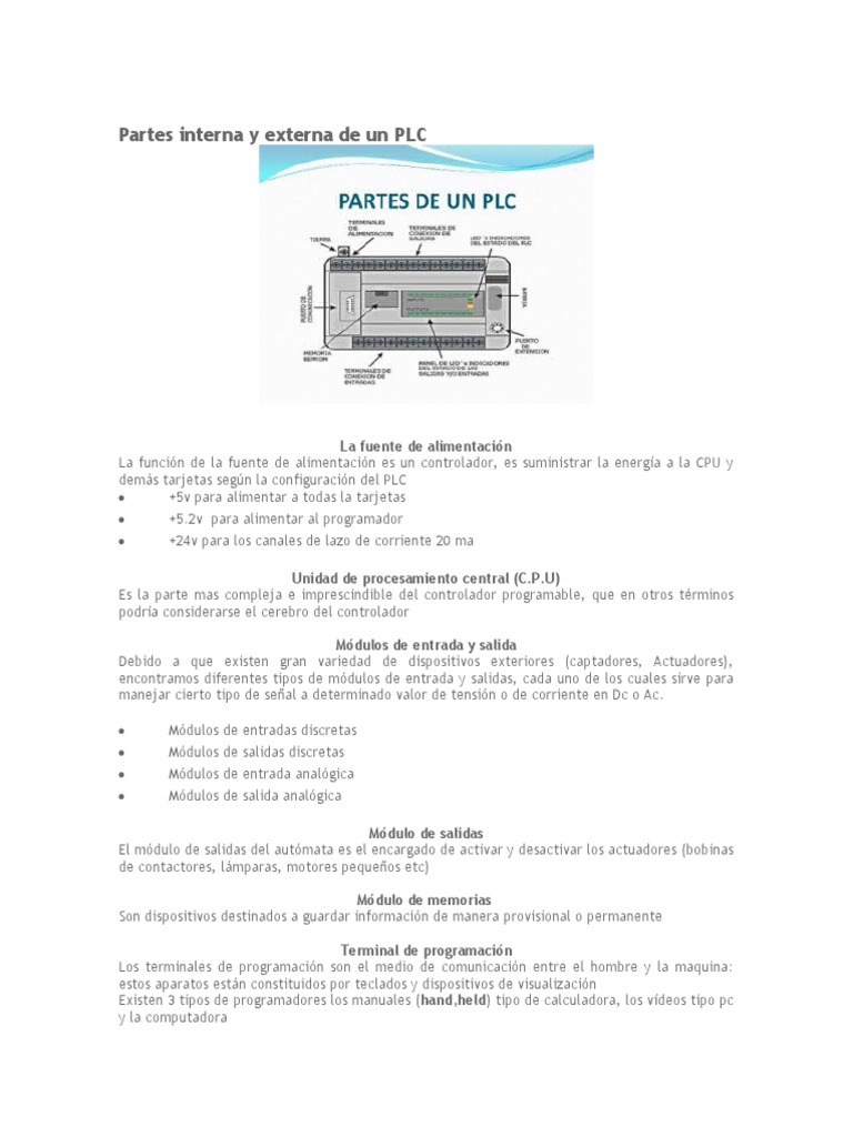 Partes y componentes de un PLC | PDF