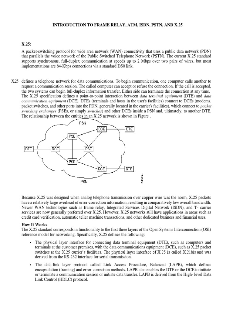 Introduction To Frame Relay, Atm, Isdn, PSTN, and X.25 | PDF ...