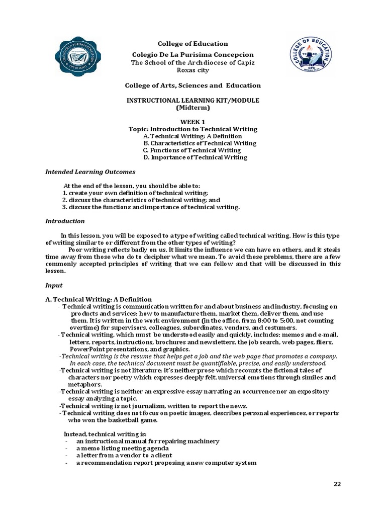 Introduction to Technical Writing Module | PDF | Narration | Writers