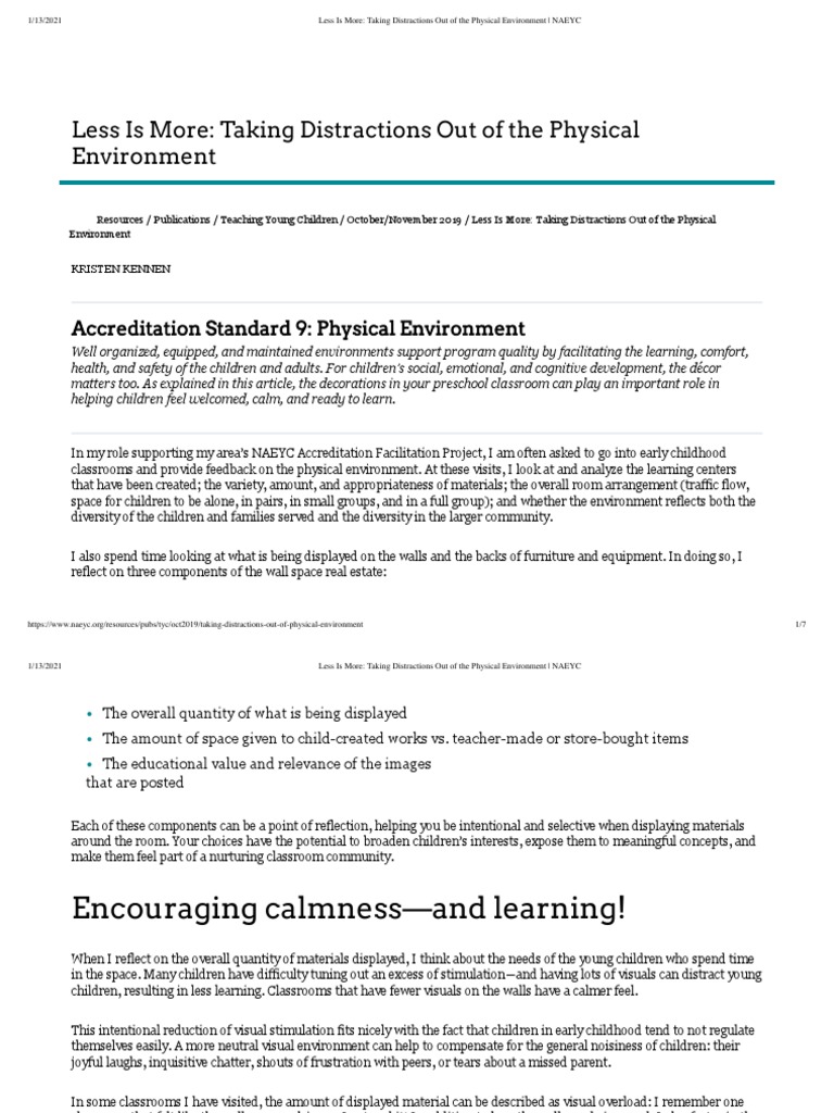 Less Is More - Taking Distractions Out of The Physical Environment ...