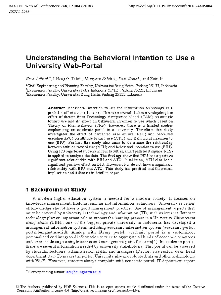 Understanding The Behavioral Intention To Use A Un | PDF | Validity ...