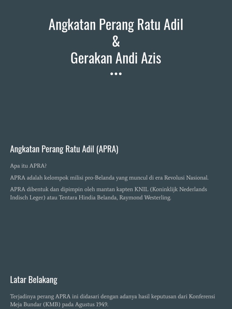 Angkatan Perang Ratu Adil & Gerakan Andi Aziz | PDF