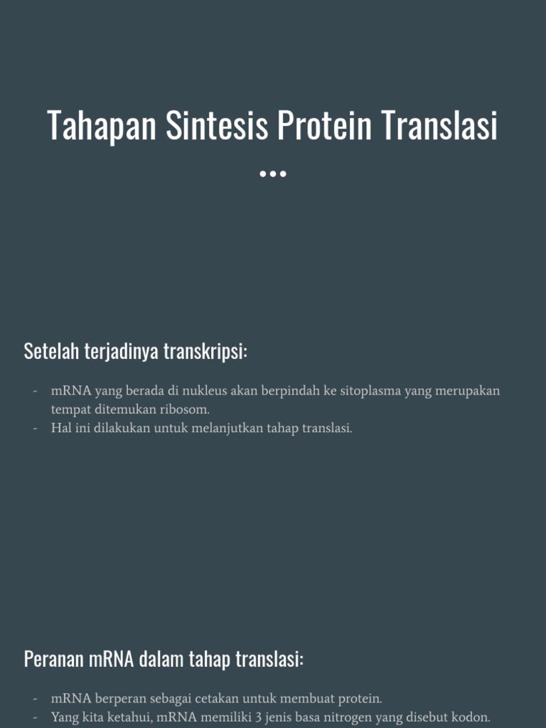 Tahapan Translasi Sintesis Protein | PDF | Teknologi & Rekayasa