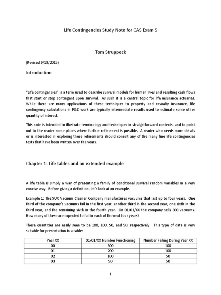 Life Contingencies Study Guide for CAS Exam | PDF | Insurance | Present ...