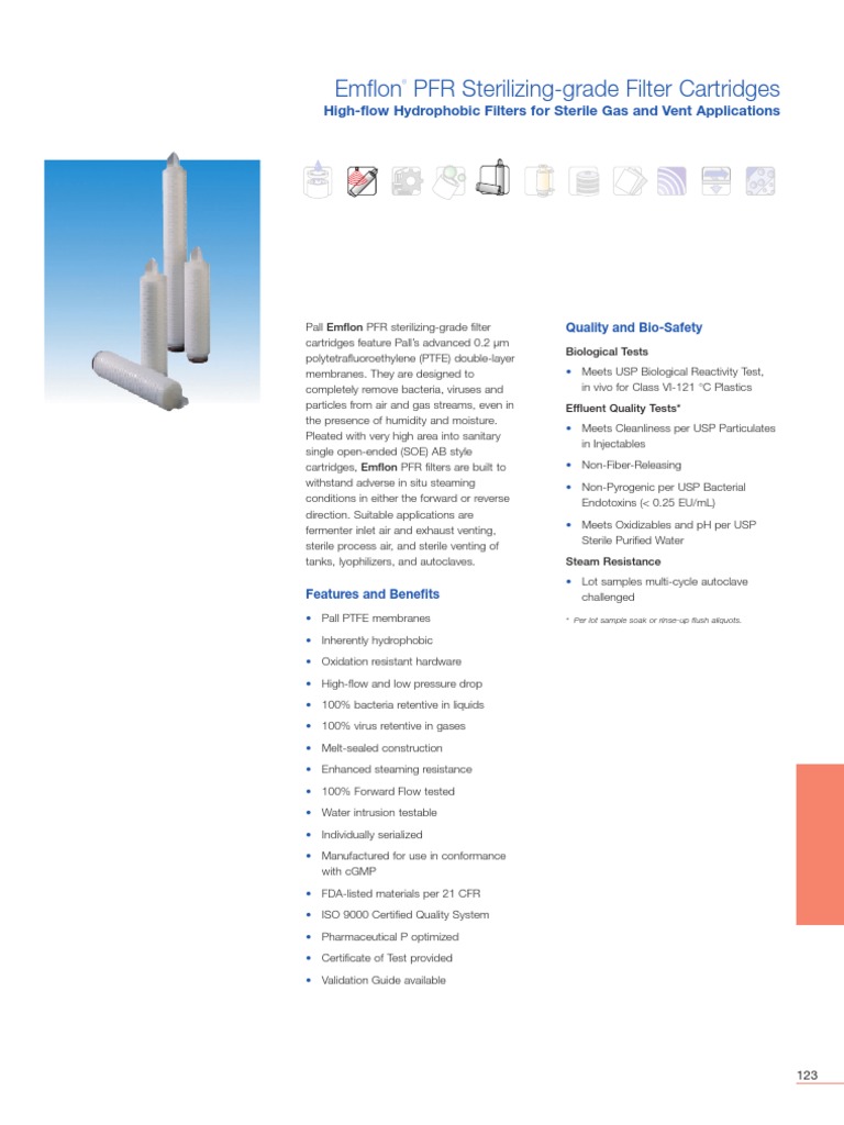 Emflon PFR Sterilizing-Grade Filter Cartridge For Gas and Vent | PDF ...