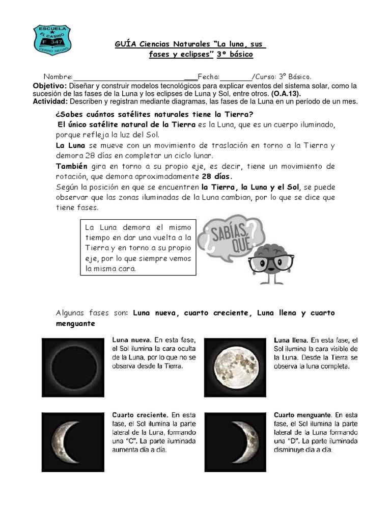 Hoja De Trabajo Sobre Eclipses Solares Y Lunares En Formato Pdf