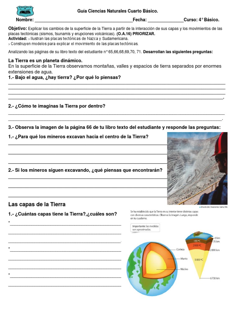 Hoja De Trabajo Sobre Las Placas Tectónicas De La Tierra Hojas De