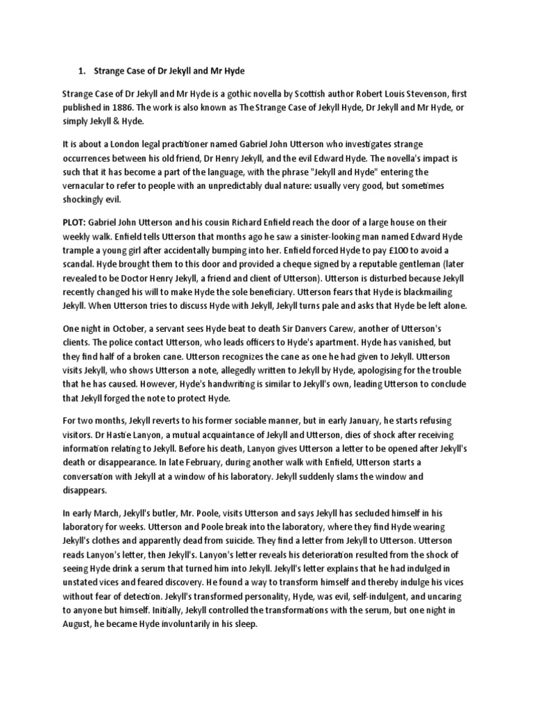 Gothic Novellas: Jekyll, Frankenstein, Dracula | PDF | Strange Case Of ...