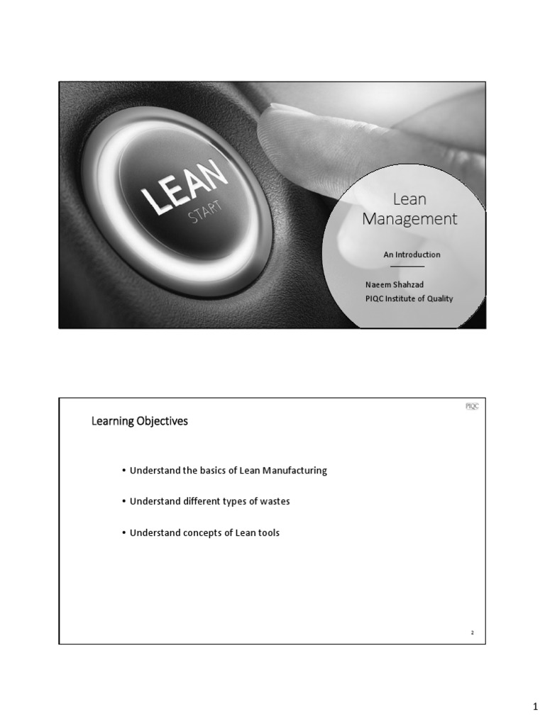 Lean Management: Learning Objectives | Download Free PDF | Lean ...