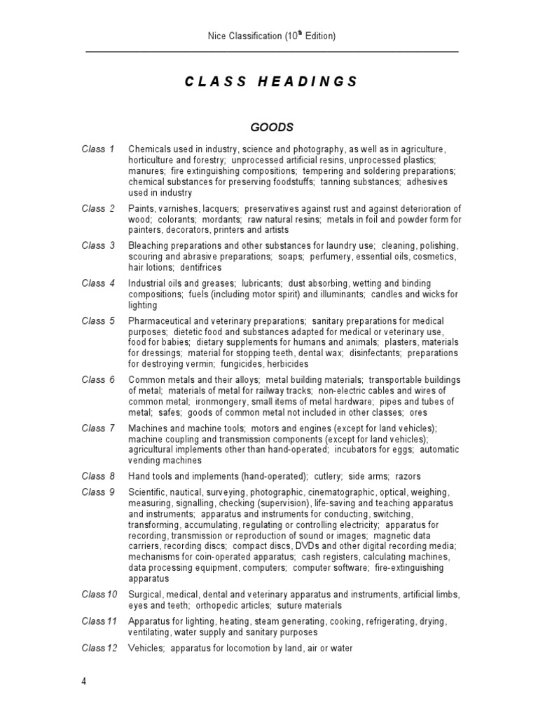 Class Headings: Goods | PDF