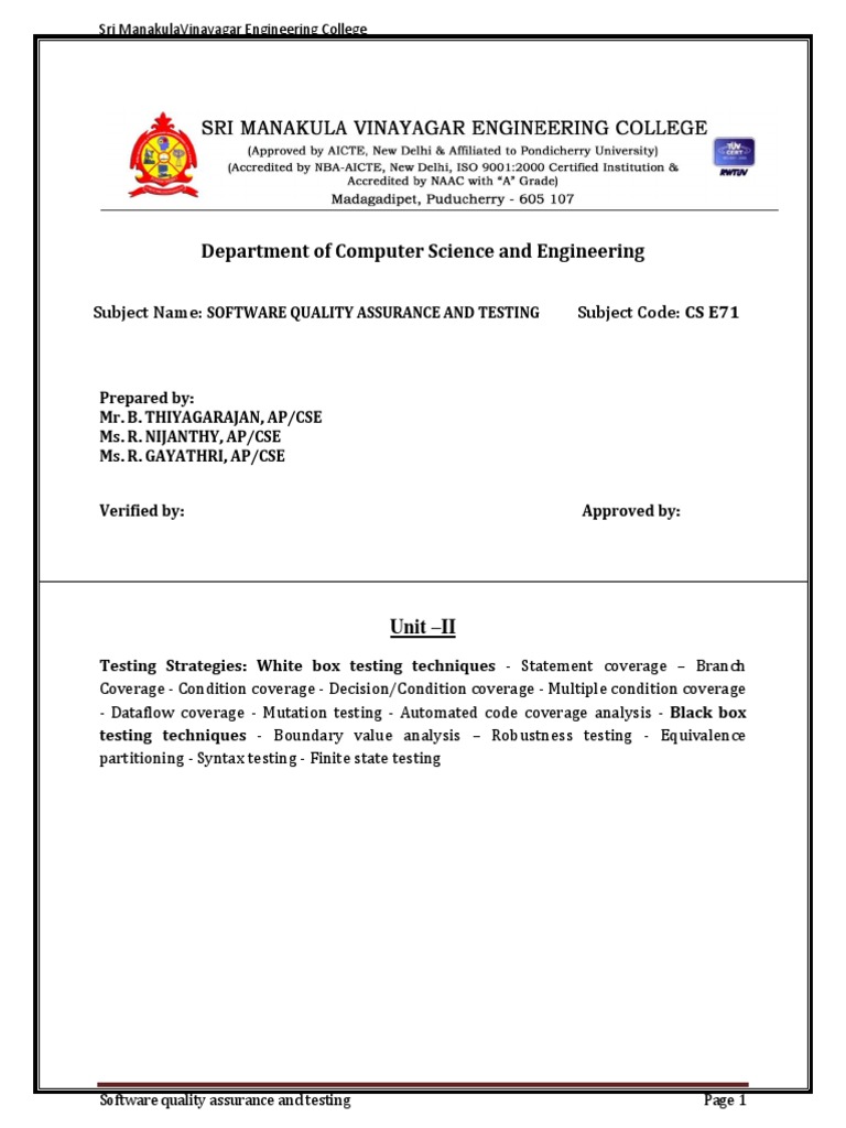 Department of Computer Science and Engineering: Subject Name: Subject ...