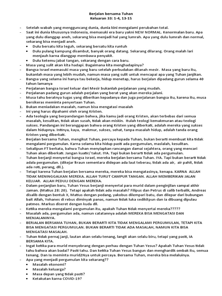 Berjalan Bersama Tuhan Kotbah Pdf