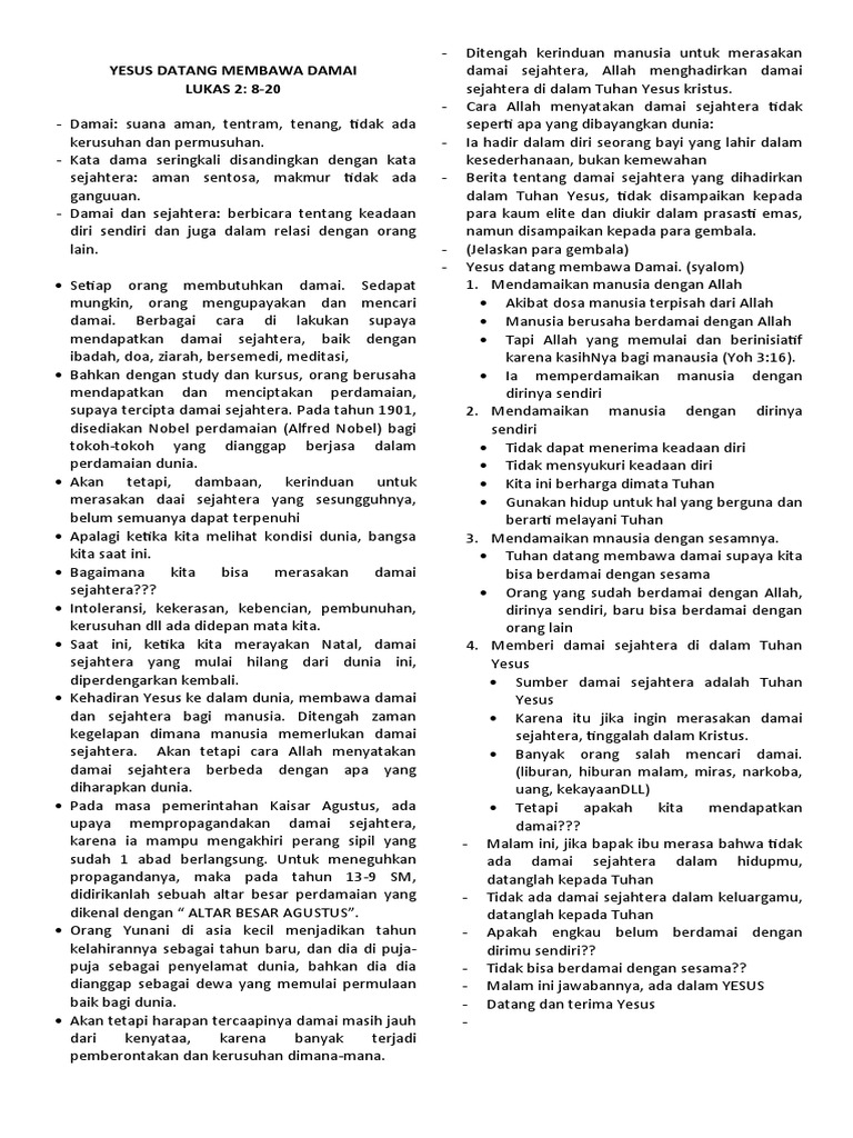 Yesus Datang Membawa Damai | PDF