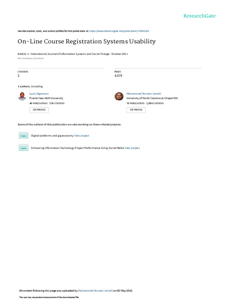 On Line Course Registration Systems Usability A Case Study of The e ...