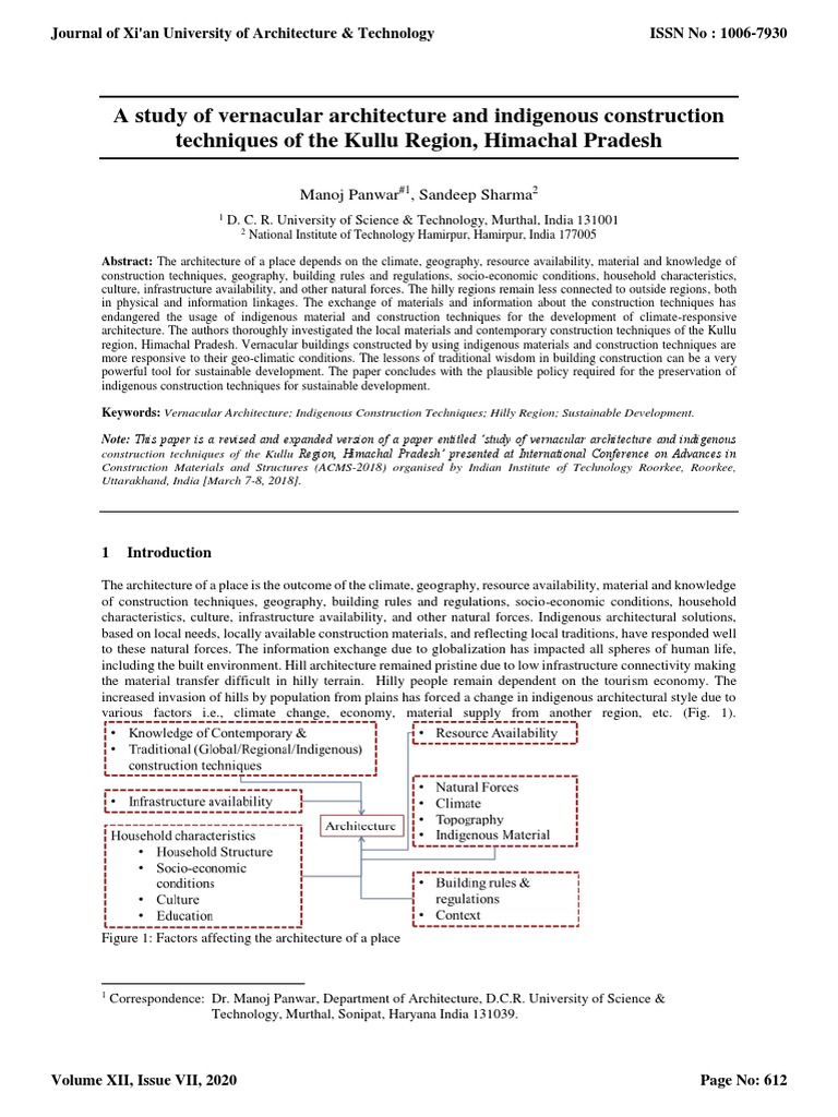 A Study of Vernacular Architecture and Indigenous Construction ...