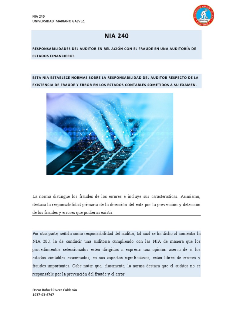 Mapa Conceptual Nia 240 | PDF | Contralor | Auditoría