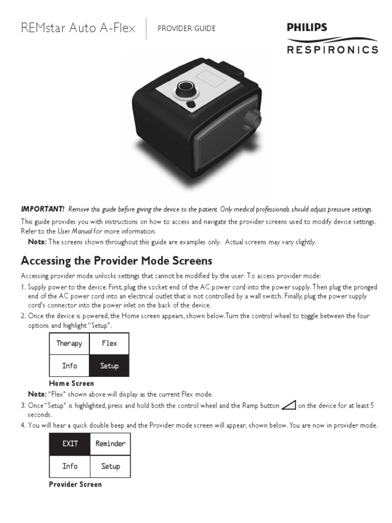 PR System One 60 Series REMstar Auto A Flex Provider Manual | PDF ...