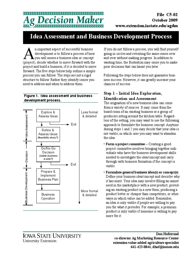 Idea Assessment and Business Development Process: File C5-02 October ...