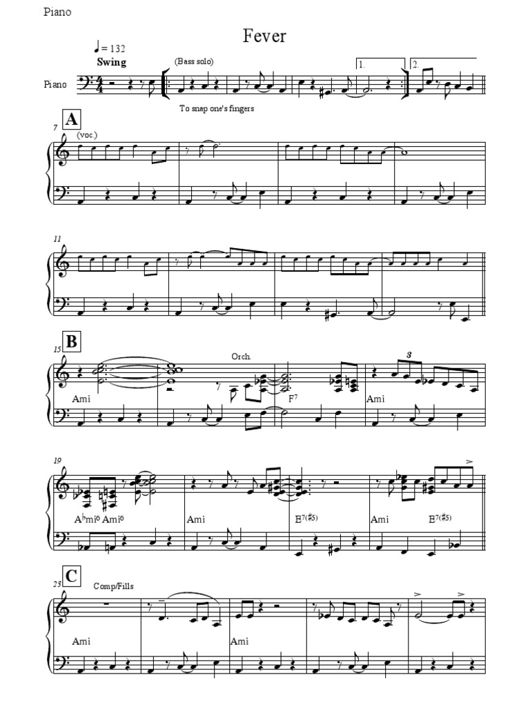 Fever Piano Sheet Music | PDF
