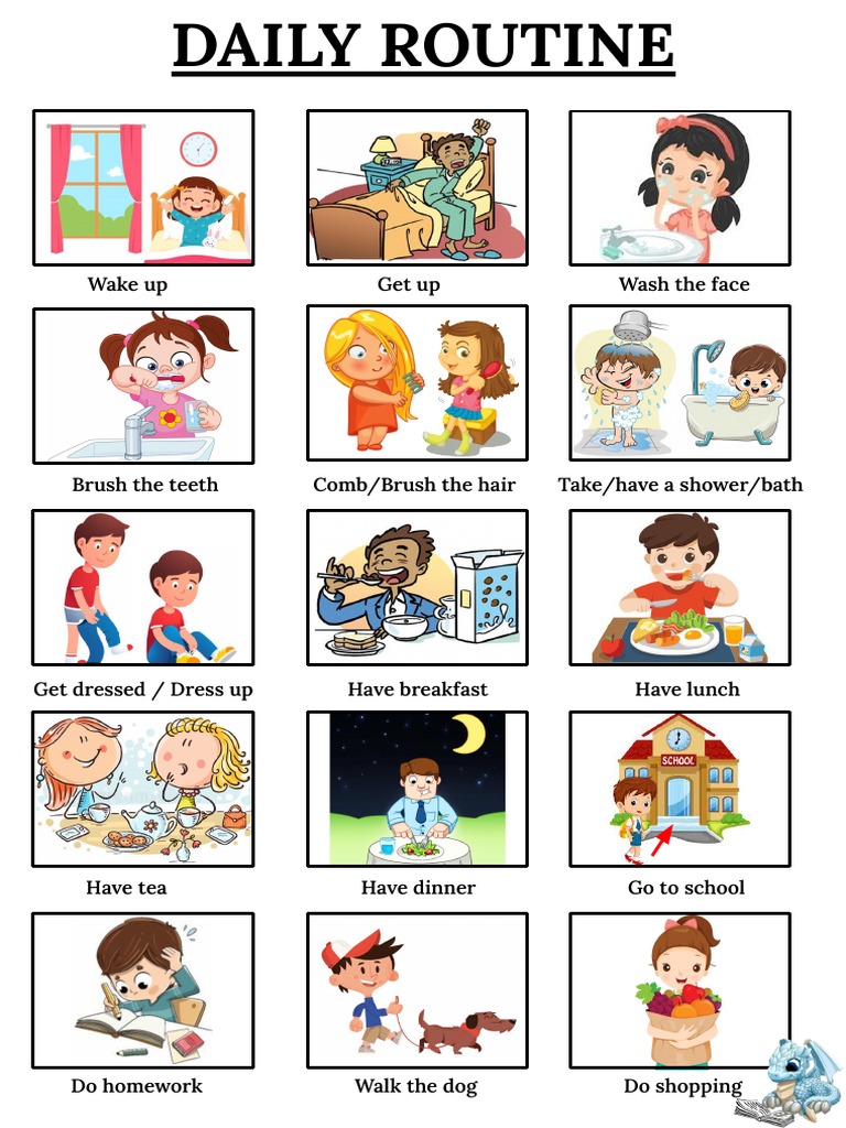 Daily Routine - Vocabulary With Pictures | PDF