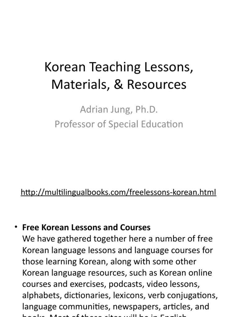 Korean Teaching Lessons Materials Resources | PDF | Korean Language ...