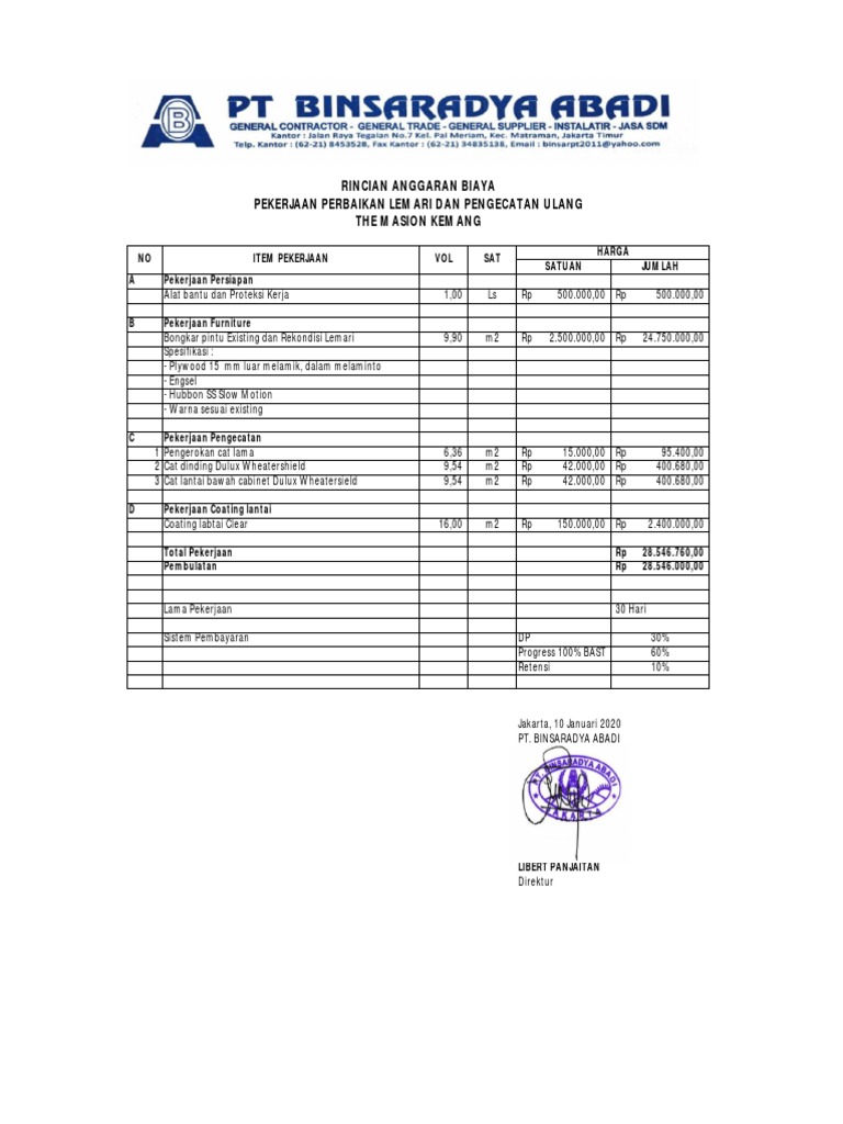 Rab Perbaikan Lemari | PDF