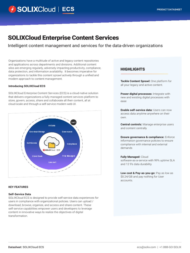 SOLIXCloud Enterprise Content Services | PDF | Cloud Computing | Information Governance