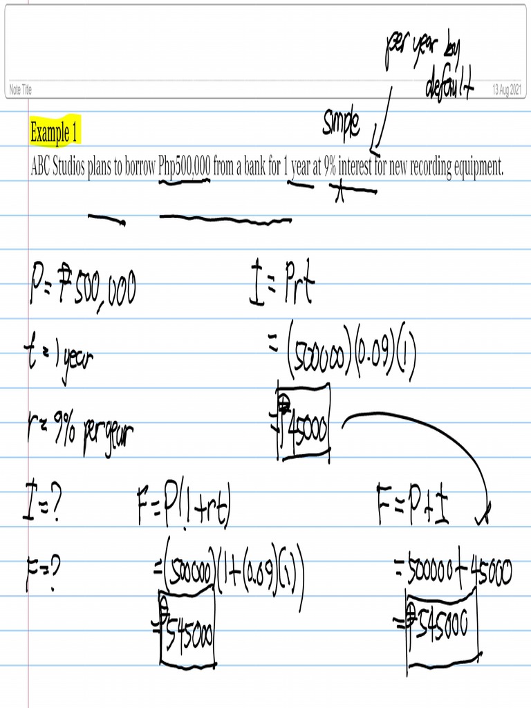 Simple-Interest - Examples 84 0 | PDF | Business | Finance & Money ...
