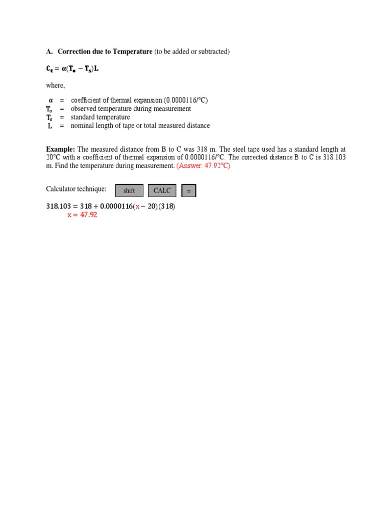 Temperature Correction in Surveying | PDF