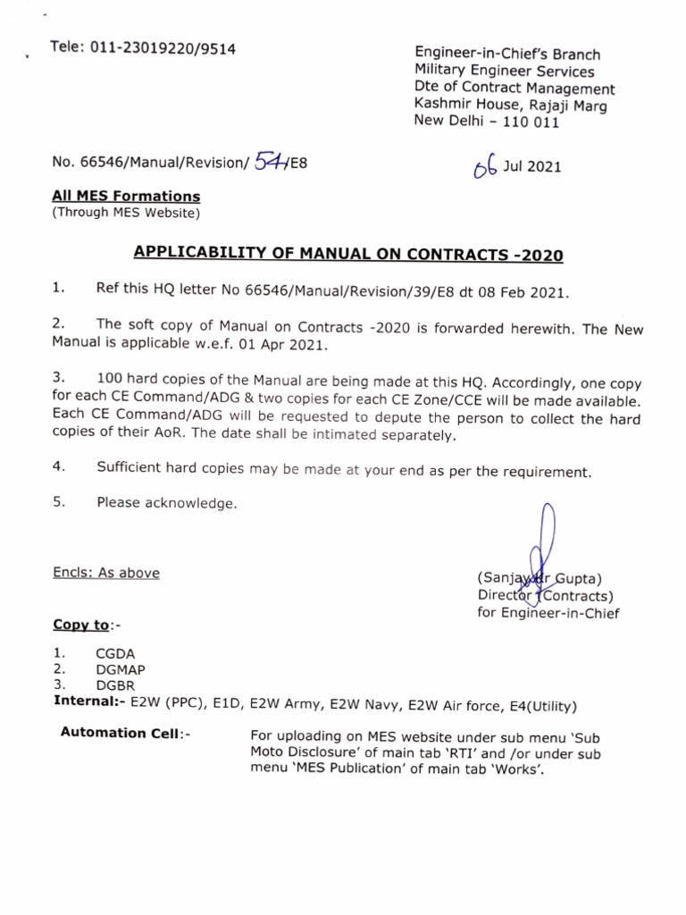 Manual On Contract 2020 06th July-1 | PDF | Arbitration | Lawsuit