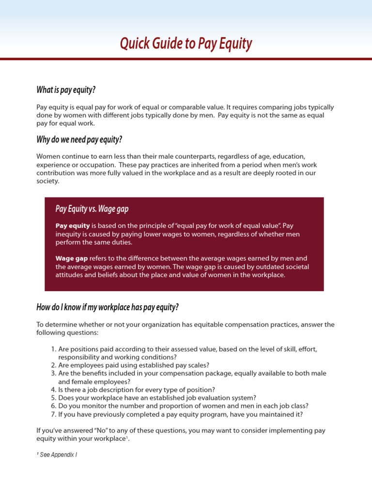Pay Equity: A Quick Implementation Guide | PDF | Equal Pay For Equal ...