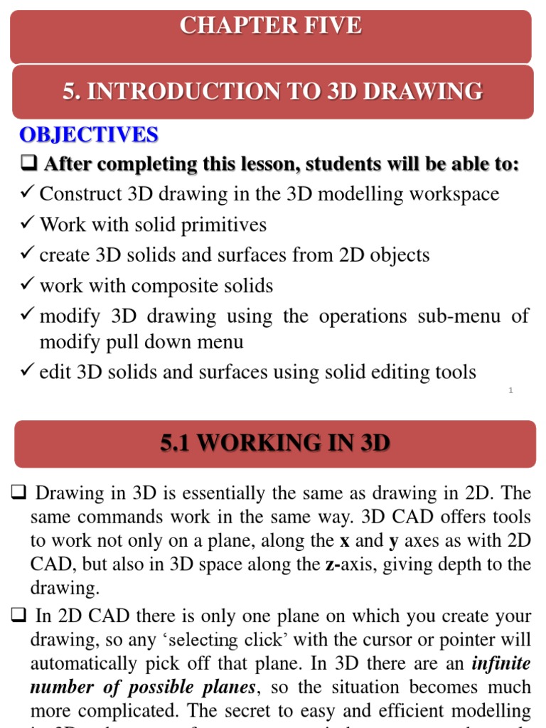 Introduction to 3D Drawing in AutoCAD | PDF | 3 D Computer Graphics ...